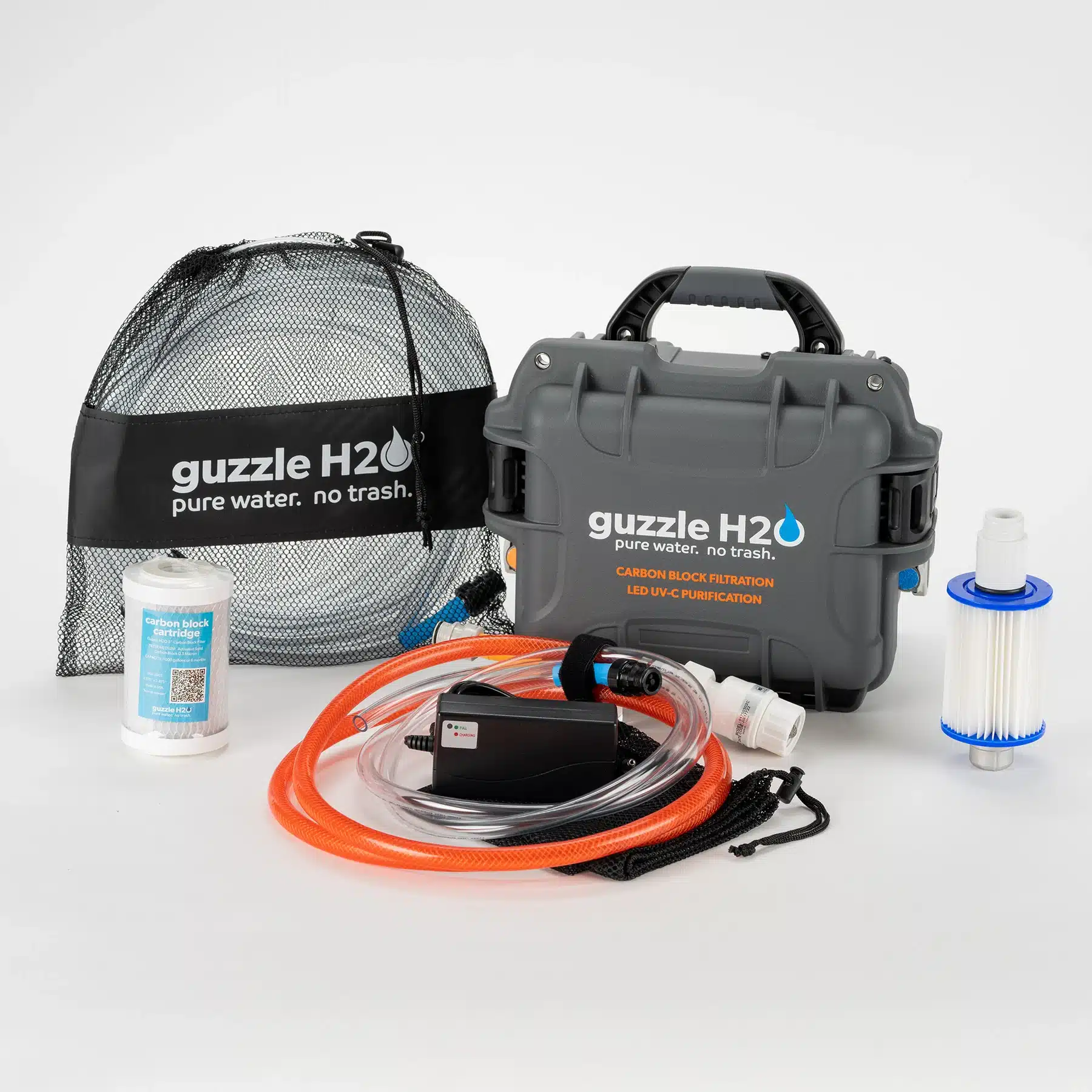 Guzzle Overland Bundle - Stream with 12V Charger, 9m outlet hose & 1 carbon block replacement ...
